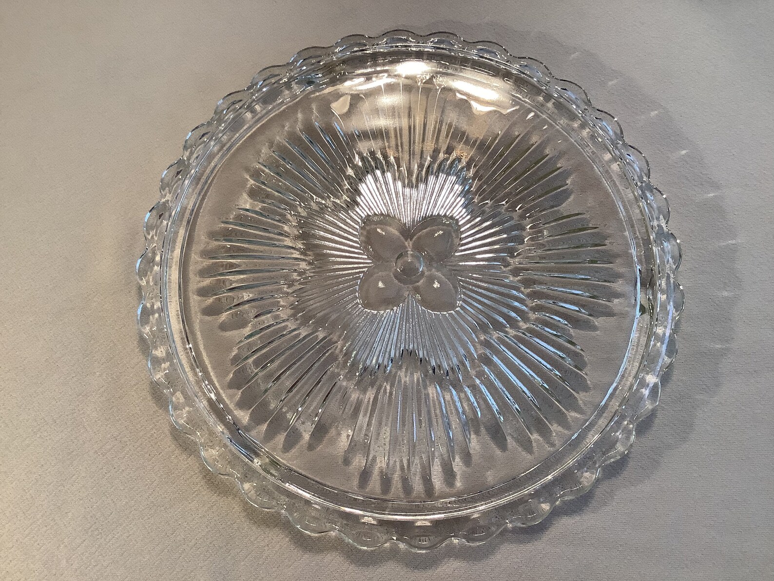 Vintage Princess House Heritage Pattern Footed Clear Glass Cake or ...