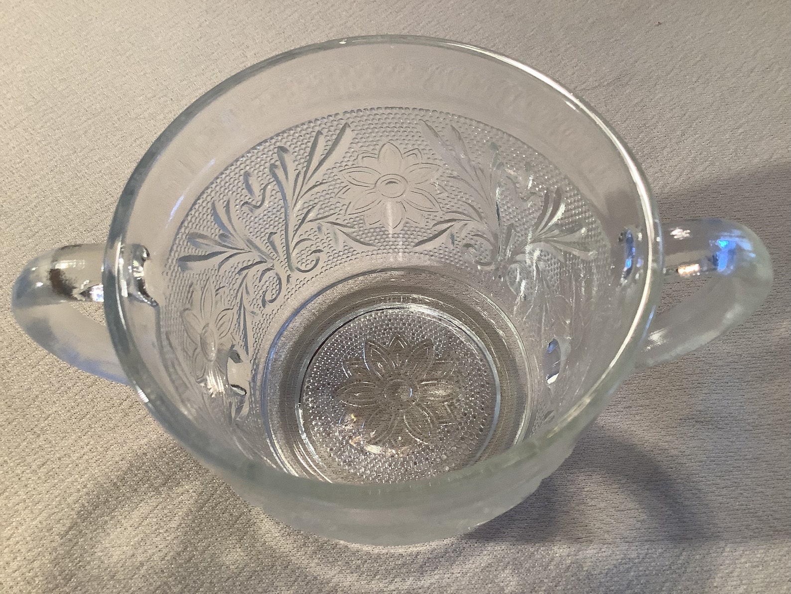 Vintage Anchor Hocking Sandwich Clear Pattern Clear Glass Open Sugar ...