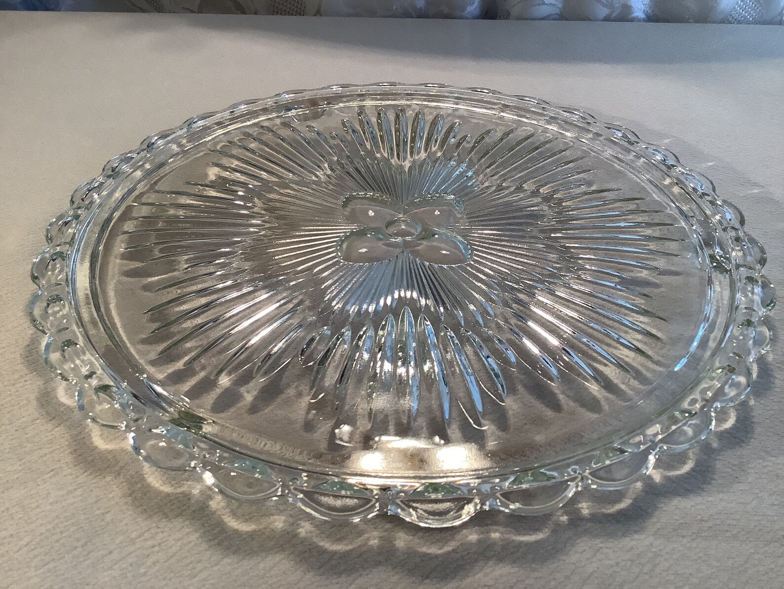Vintage Princess House Heritage Pattern Footed Clear Glass Cake or ...
