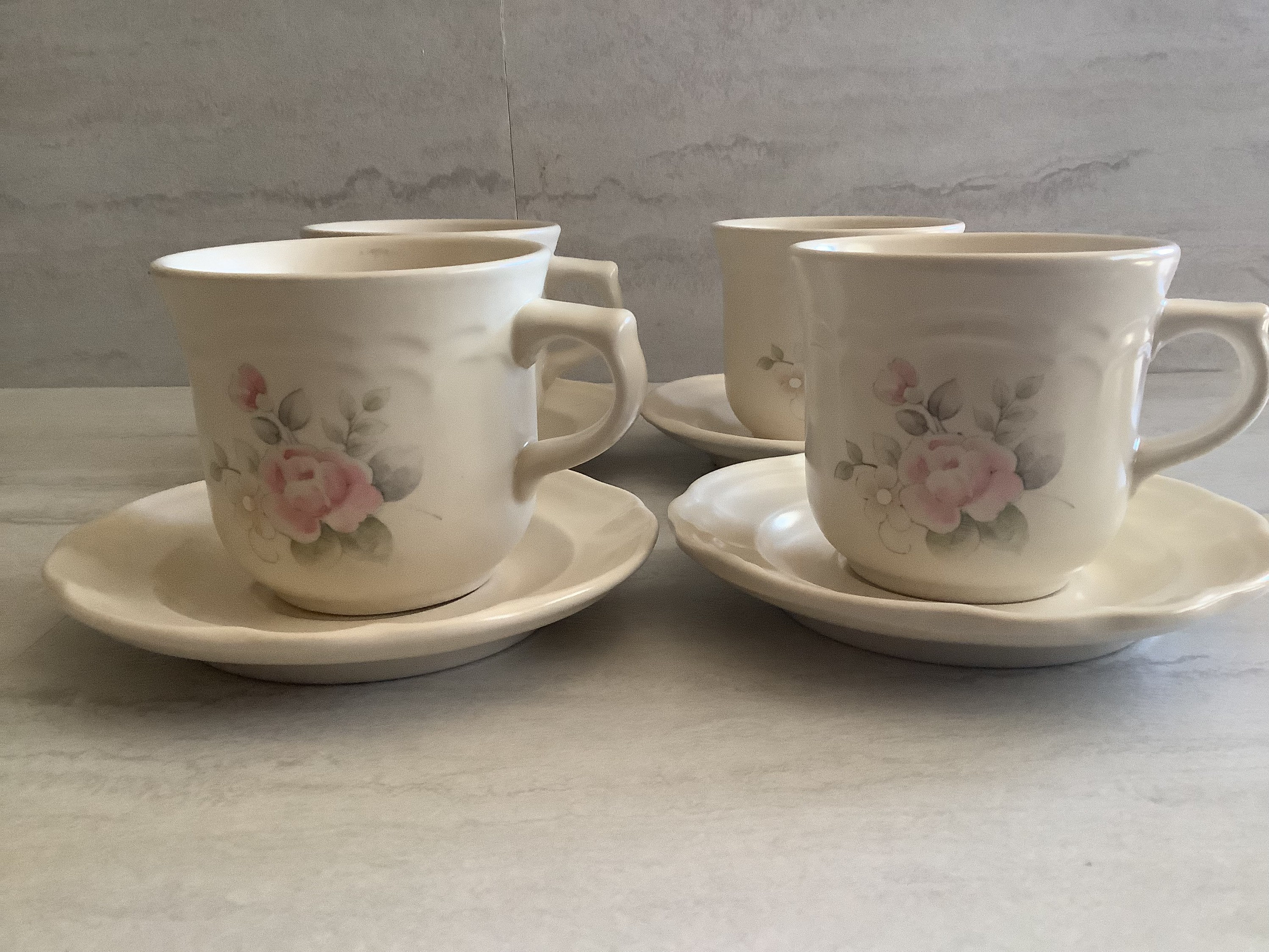 Vintage Pfaltzgraff Stoneware Tea Rose Pattern Cup and Saucer Set. Set ...