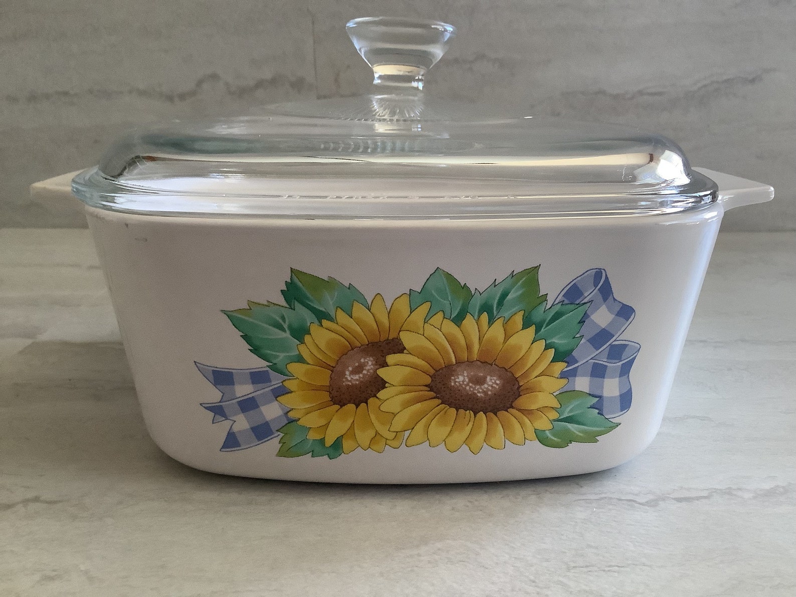 Vintage Corning Ware Sunsations Pattern 1.5 Square Casserole A-1 1/2-B With Lid. Yellow ...