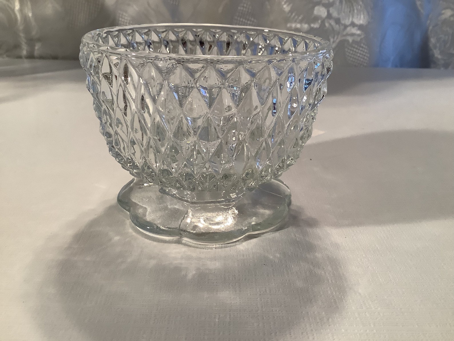 Vintage Indiana Glass Diamond Point Clear Pattern Clear Pressed Glass ...