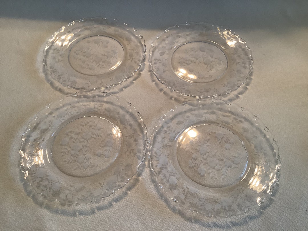 Vintage Fostoria Bouquet Etch 342 Pattern Clear Crystal Glass Salad ...