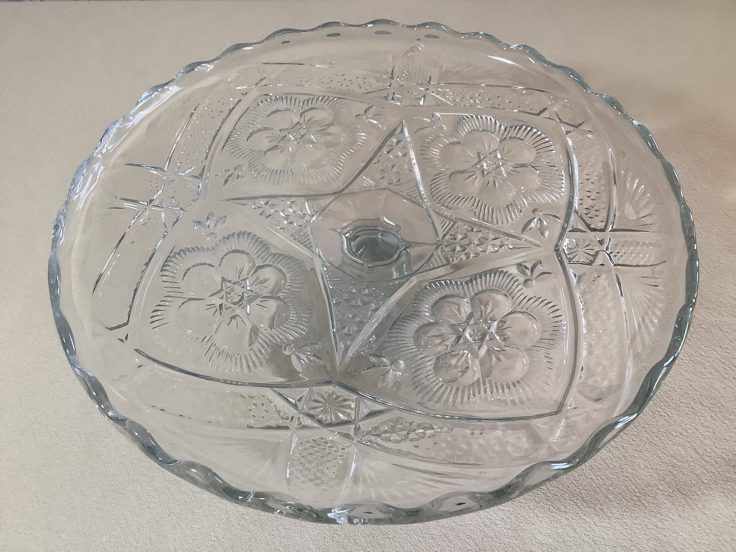 Vintage Indiana Glass Rayed Flower Pattern Clear Glass - Etsy