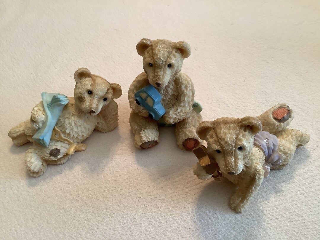 Bear Figurine Collectors!! Collection of 3 Resin Baby Bear Figurines - Etsy