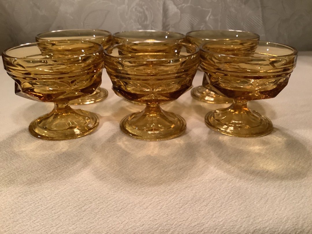 Vintage Anchor Hocking Fairfield Amber Pattern Low Sherbet. Pressed ...