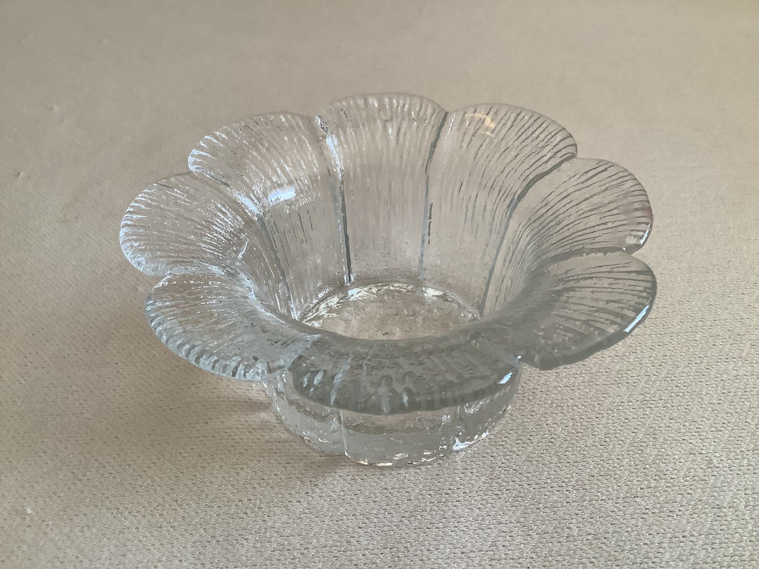 Vintage Scandinavian Clear Crystal Flower Shaped Votive or Tea Light ...