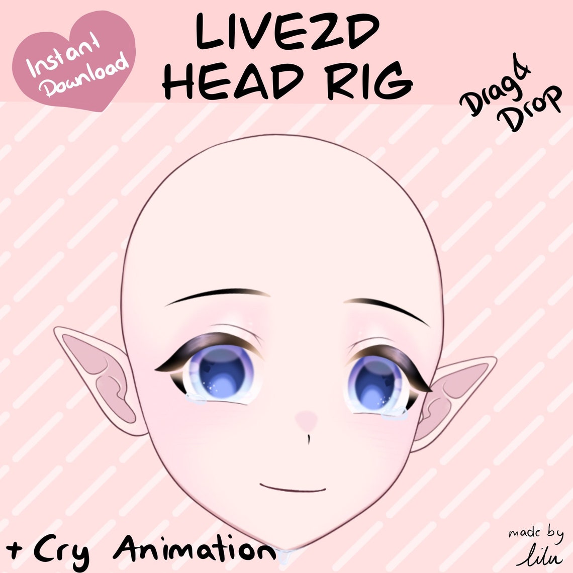 Vtuber Model/ Head and Face for Live2d / Drag and Drop / DETAILED ...