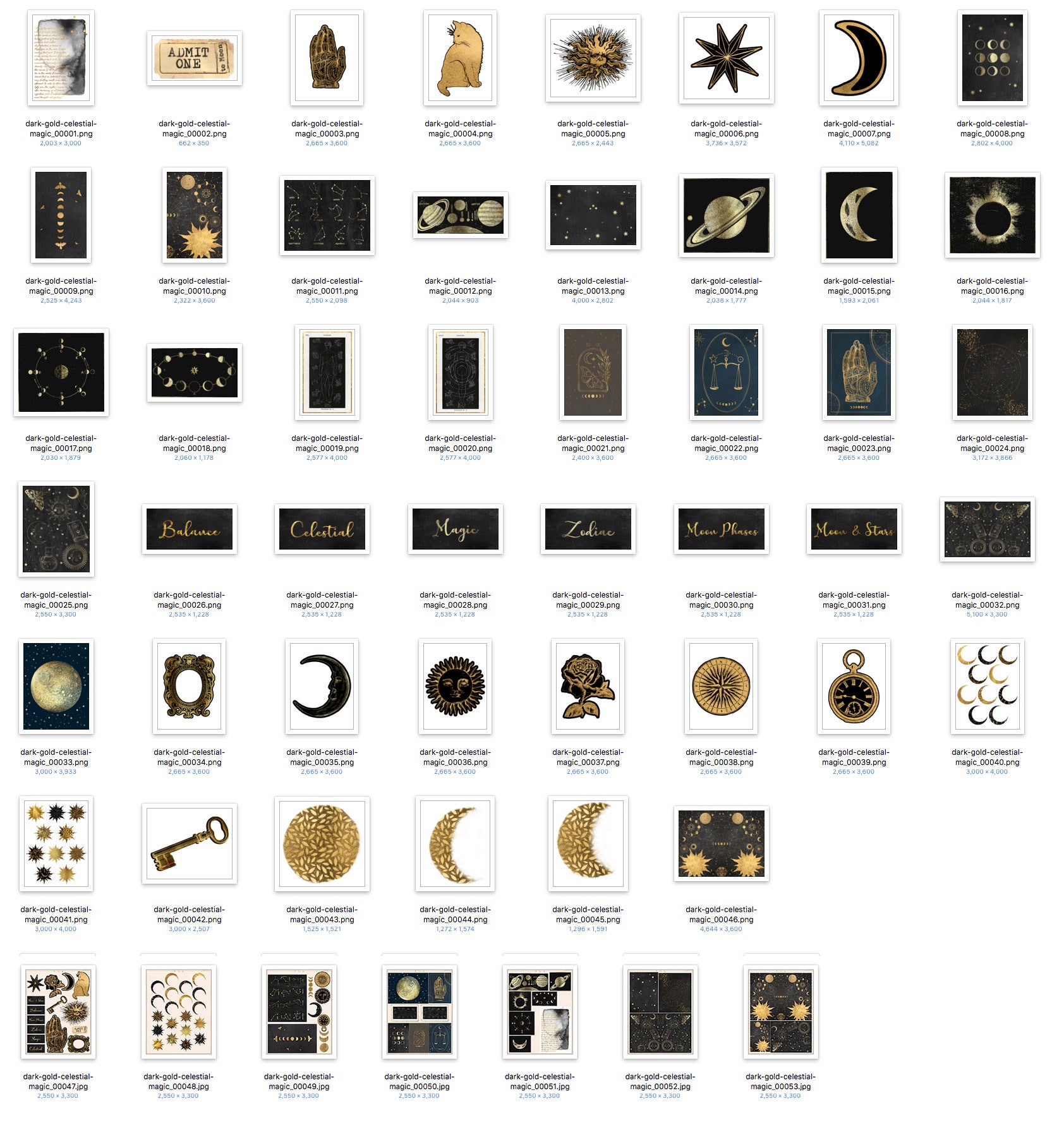 Black & Gold Celestial Magic Digital Printable Download - Etsy