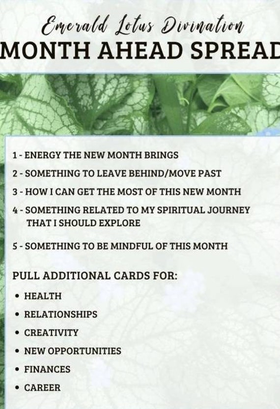 Month Ahead Tarot Spread Tarot Reading Etsy
