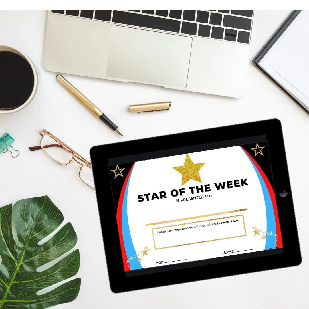 Digital Download - Star of the Week - Certificate - Etsy