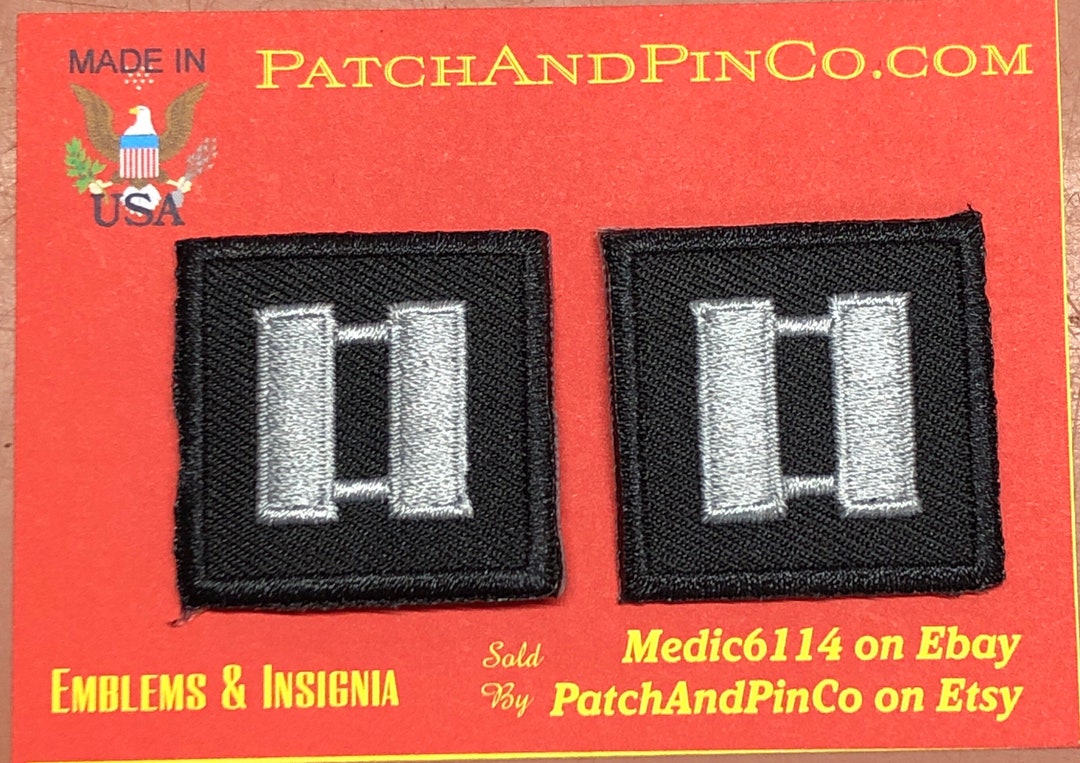 Captain Silver Rank Insignia Shoulder Collar Lapel Patch 1.25 Inch on ...