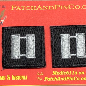 Captain Silver Rank Insignia Shoulder Collar Lapel Patch 1.25 Inch on ...