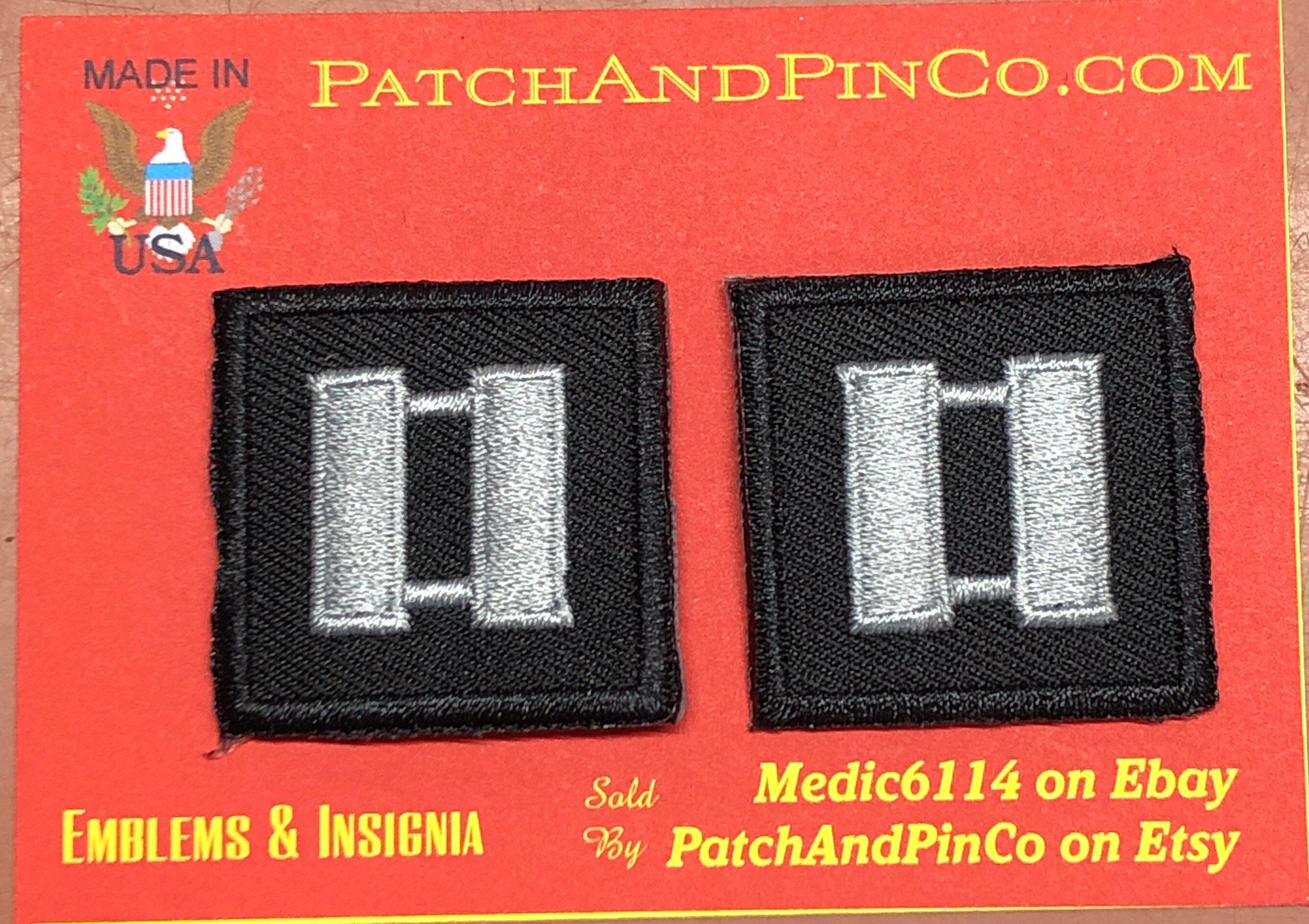 Captain Silver Rank Insignia Shoulder Collar Lapel Patch 1.25 Inch on ...