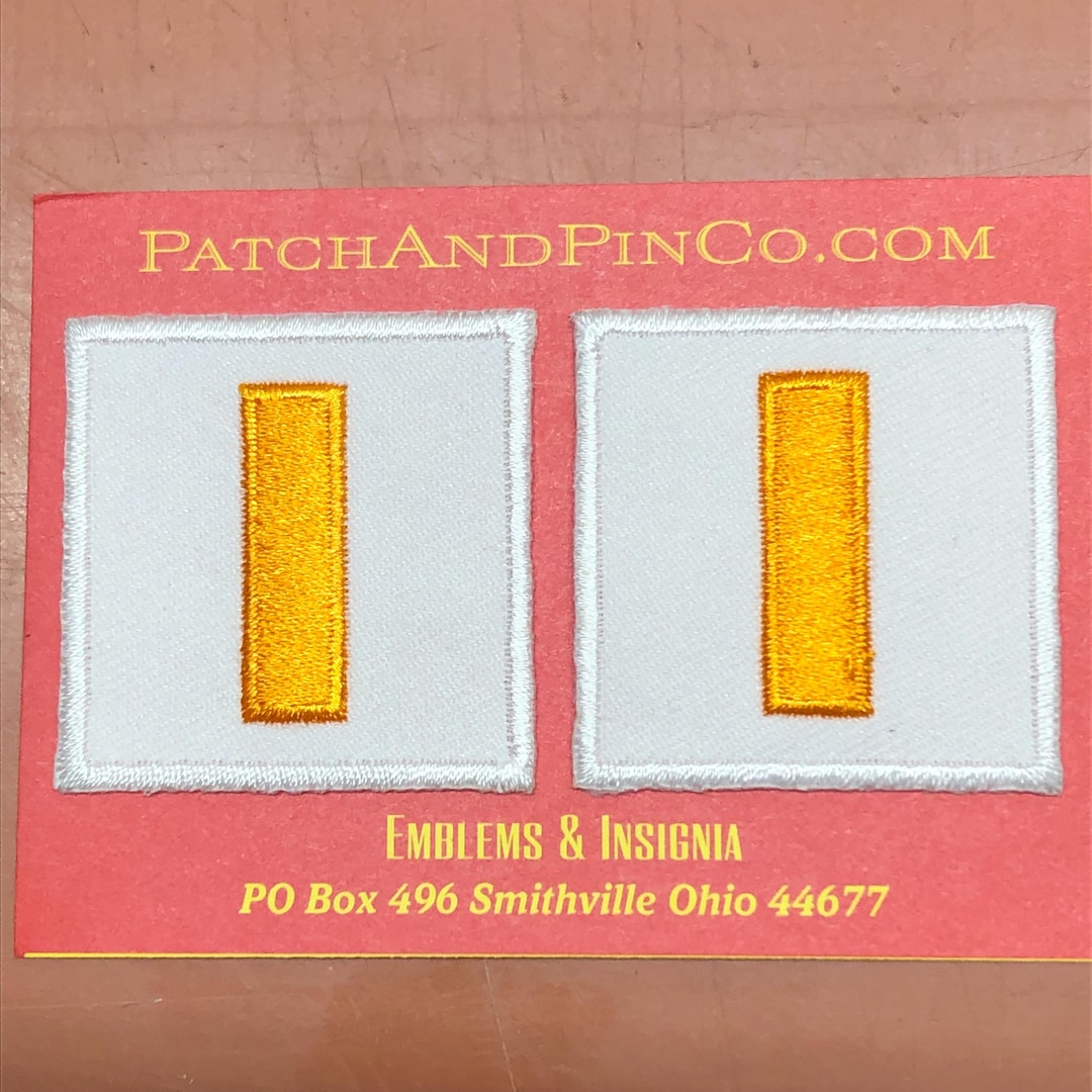 Embroidered Lieutenant Bar Rank Insignia Shoulder Collar Patch Gold on ...