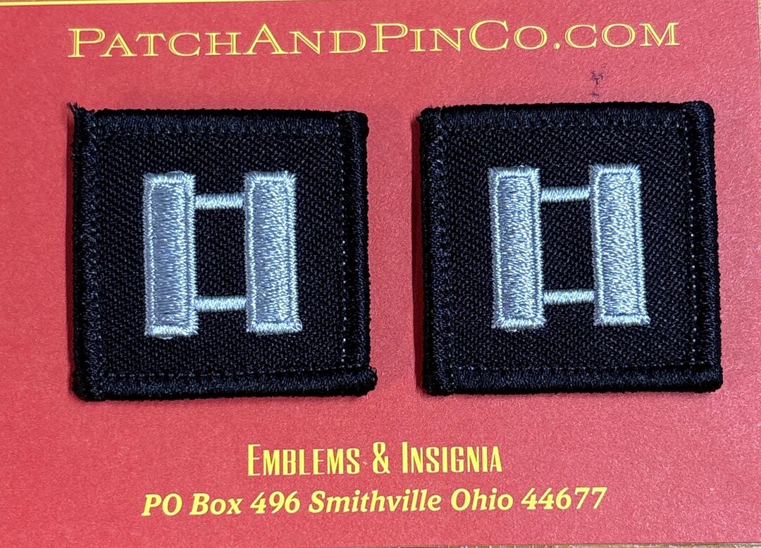 Captain Silver Rank Insignia Shoulder Collar Lapel Patch 1.25 Inch on ...