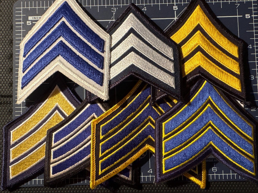 Sergeant Stripes Embroidered Patch Choice of Color - Etsy