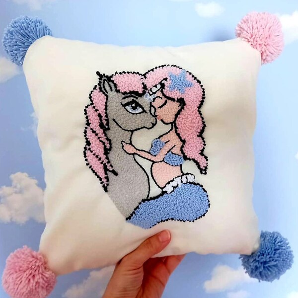 Punch Needle Mermaid Pillow - Etsy