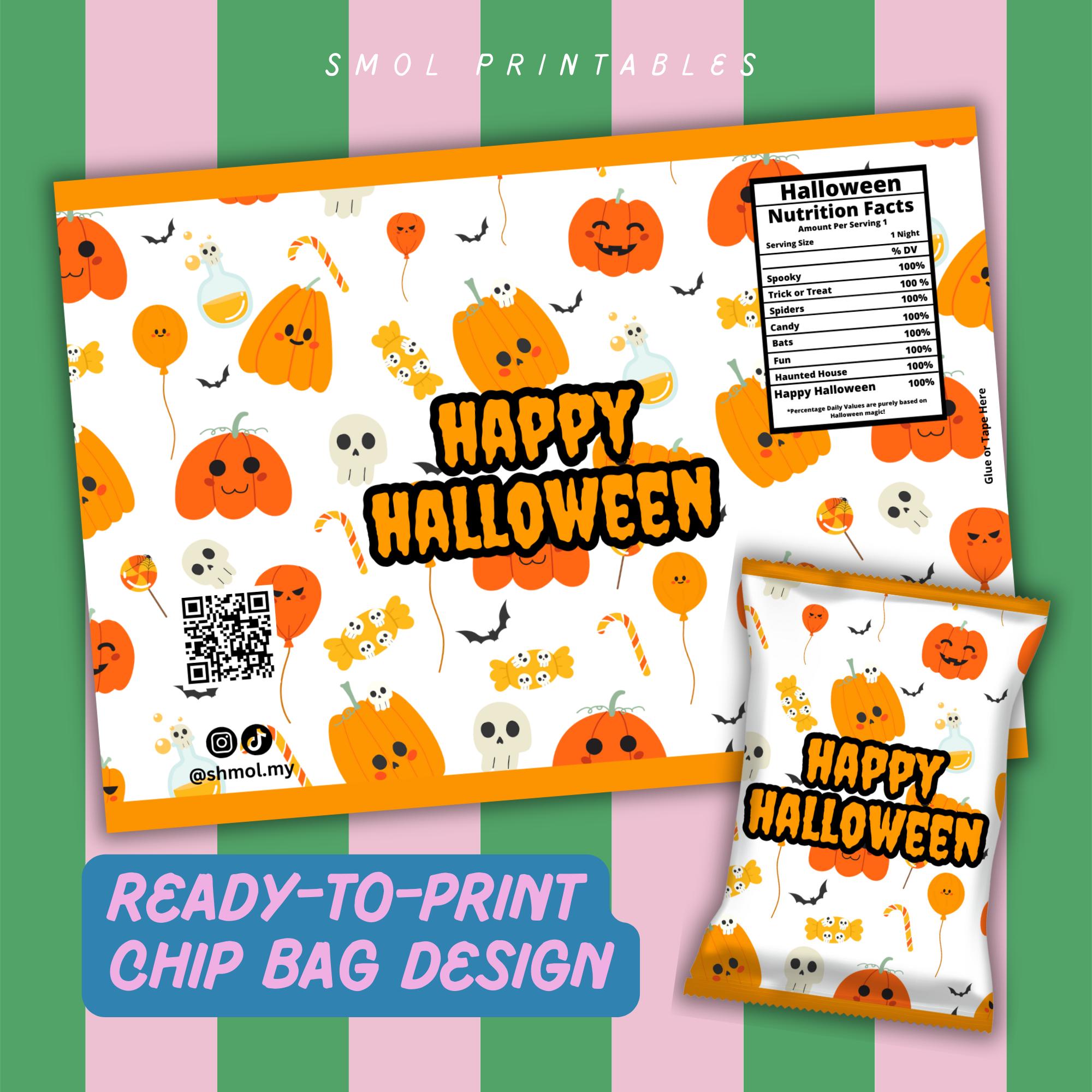 Ready to Print Chip Bag Design 2 Halloween Chip Bag Halloween Party ...