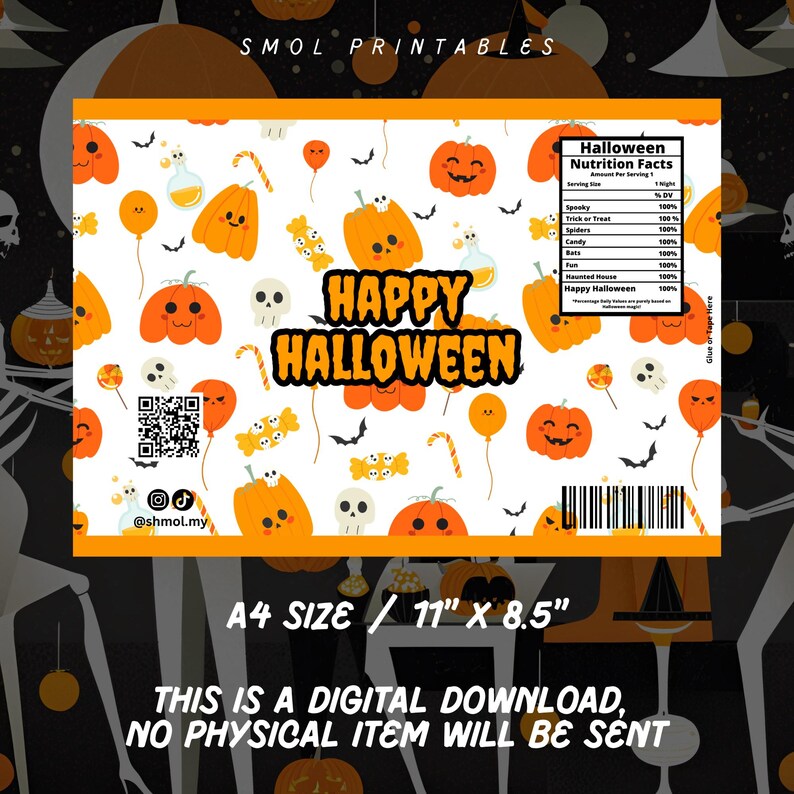Ready to Print Chip Bag Design 2 Halloween Chip Bag Halloween Party ...