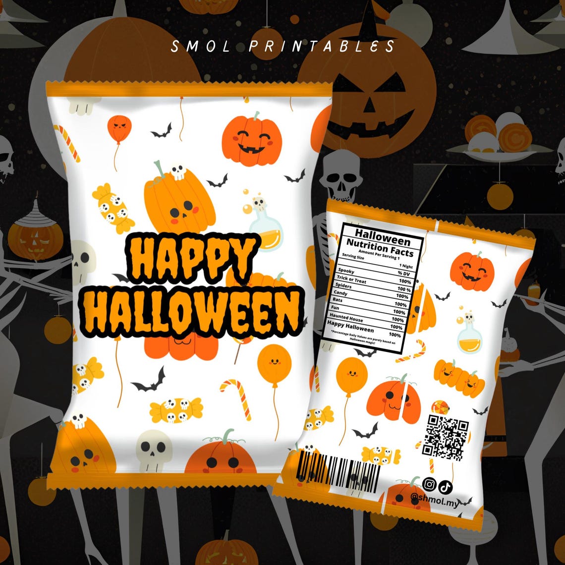 Ready to Print Chip Bag Design 2 Halloween Chip Bag Halloween Party ...