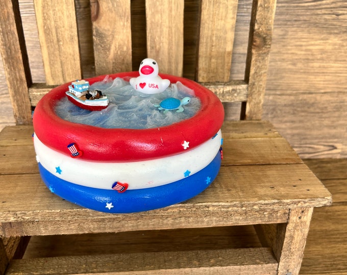 Miniature Swimming Pool With Boat, Duck and Turtle, Tiered Tray Décor ...