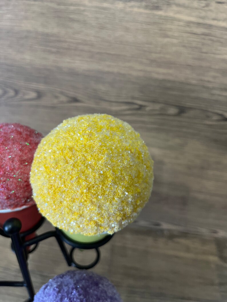 Colored Faux Snow Cones in a Paper Snow Cone Cup, Tiered Tray Decor ...