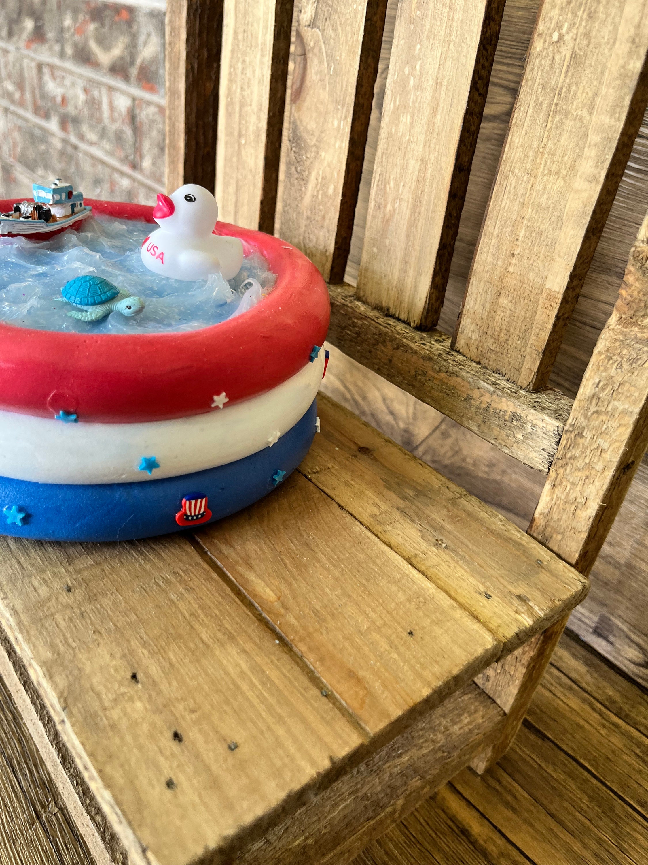 Miniature Swimming Pool With Boat, Duck and Turtle, Tiered Tray Décor ...