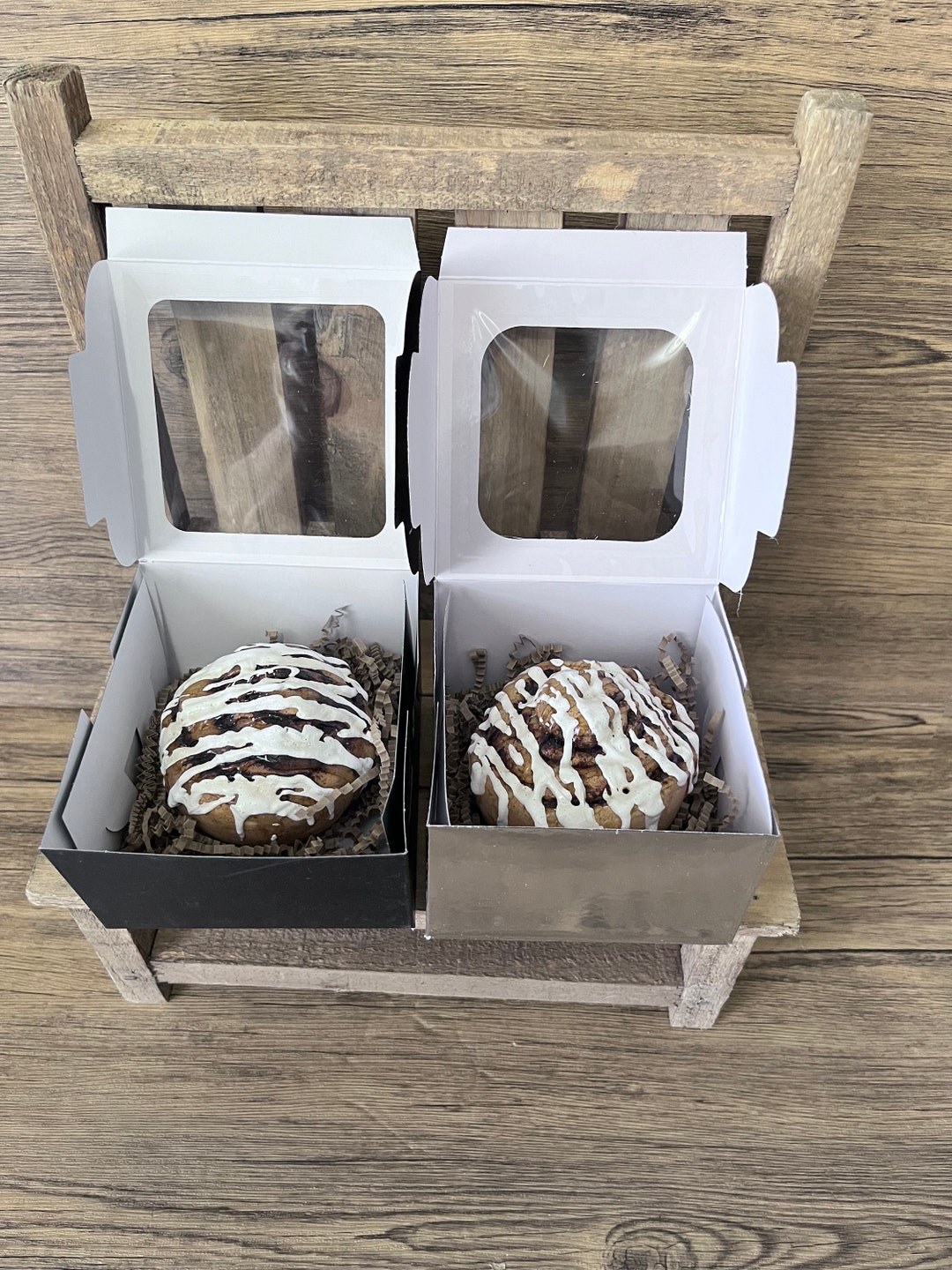 Faux Cinnamon Roll in a Bakery Box, Tiered Tray Decor, Kitchen Decor ...