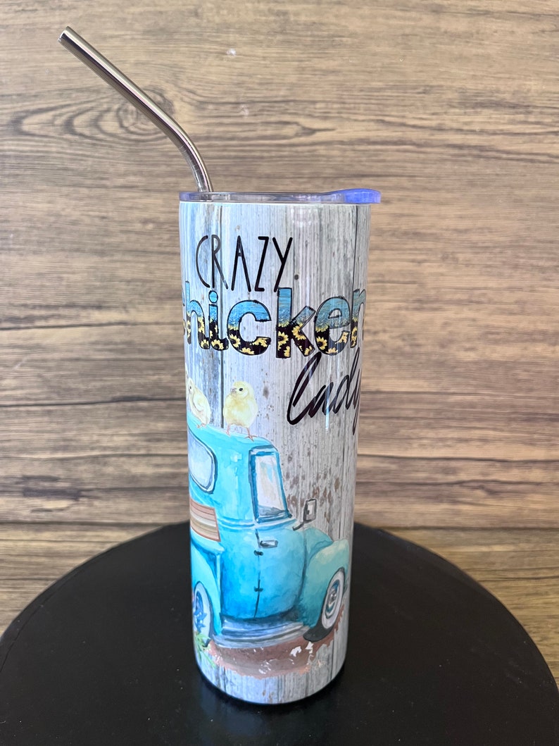 Crazy Chicken Lady 20 Oz. Skinny Tumbler, Ranch, Farm, Barn Yard, Hens ...