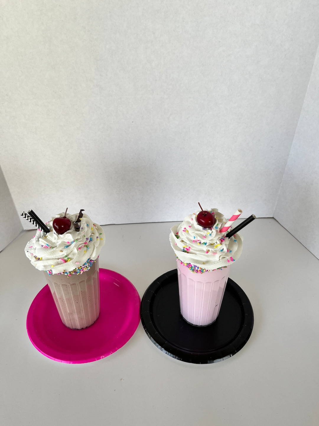 Faux Chocolate Shake With Whipped Topping, Faux Strawberry Shake With ...
