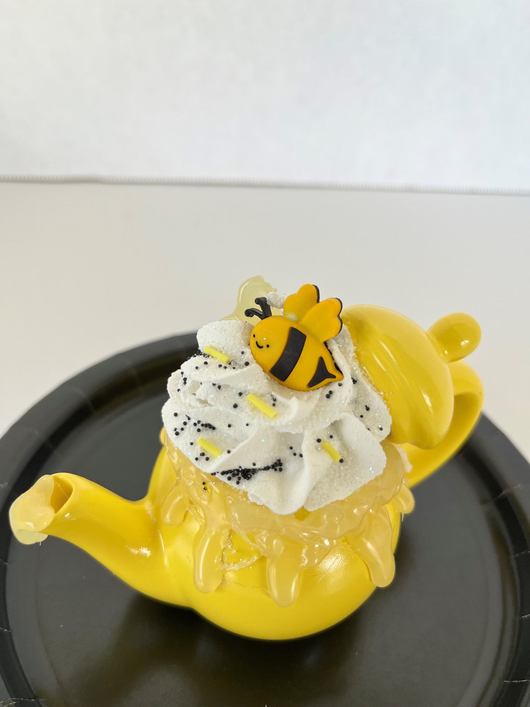 Honeybee Mini Teapot With Faux Whipped Cream and Honey, Yellow Teapot ...