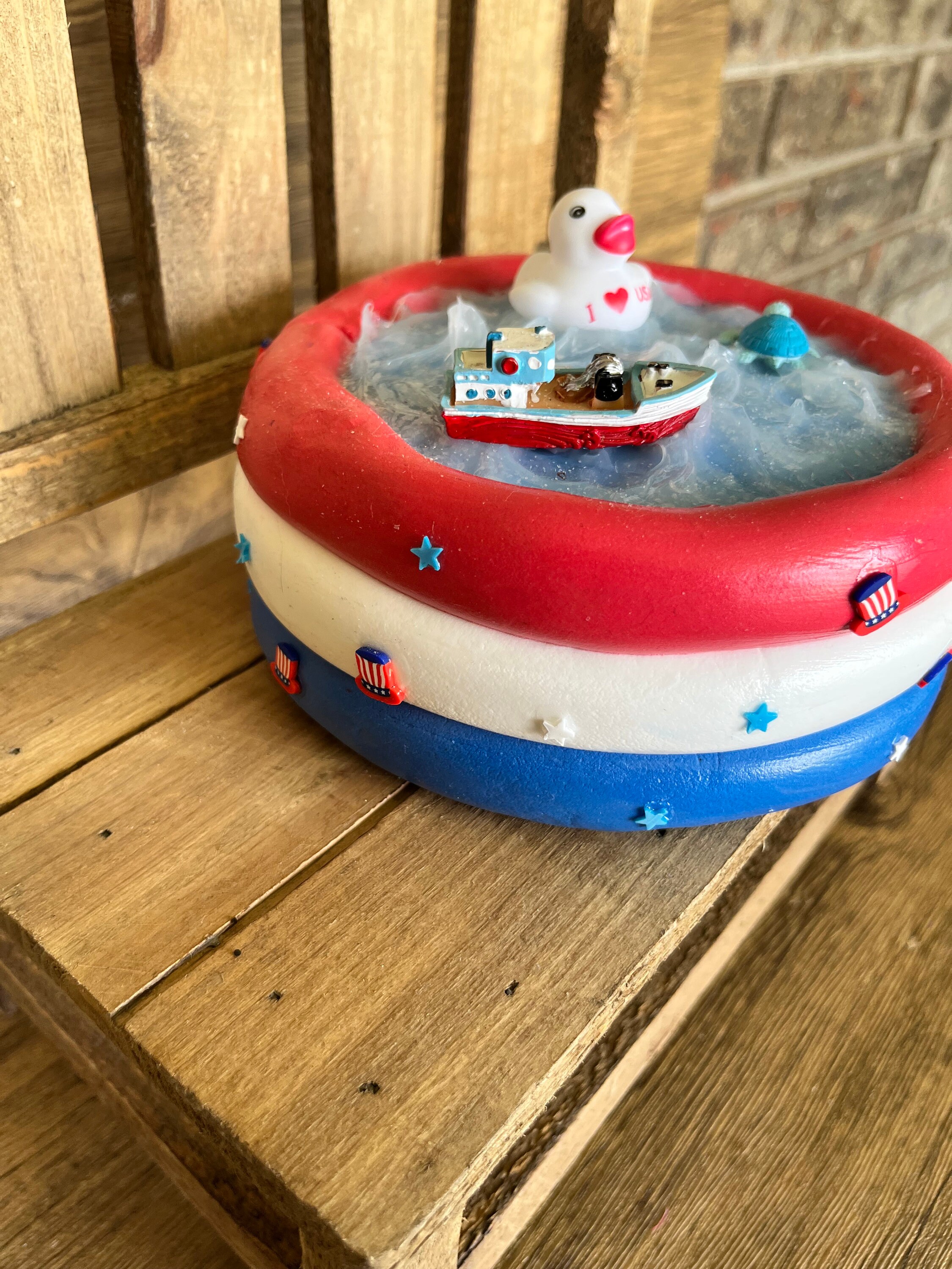Miniature Swimming Pool With Boat, Duck and Turtle, Tiered Tray Décor ...