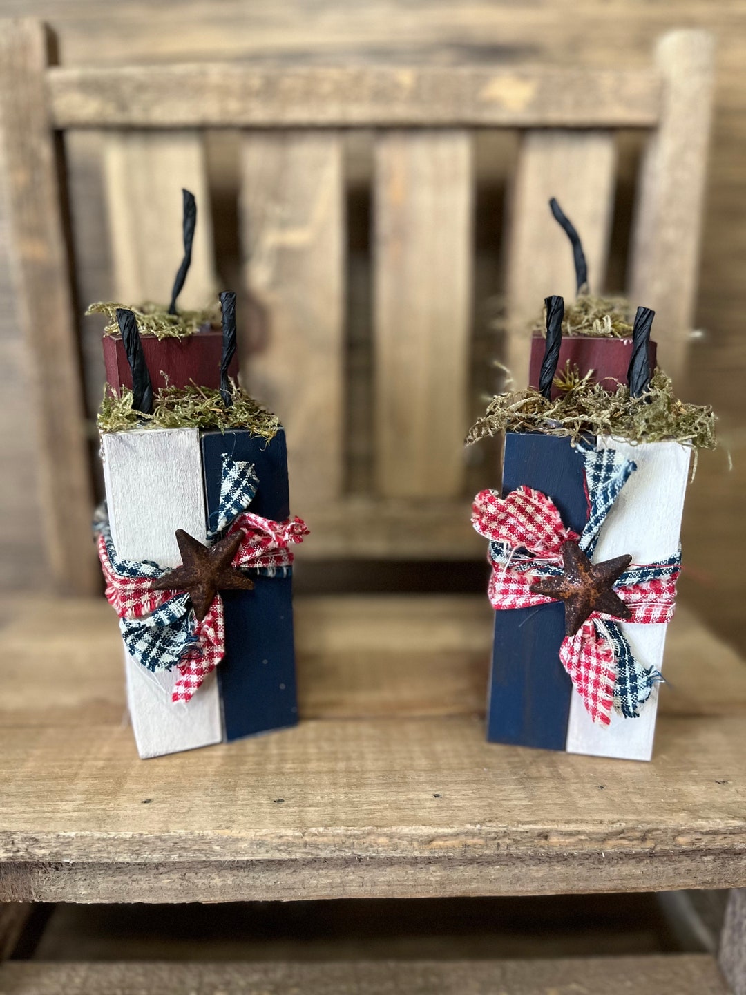 Vintage Patriotic Wooden Fireworks, 4th of July, Independence Day, Home ...