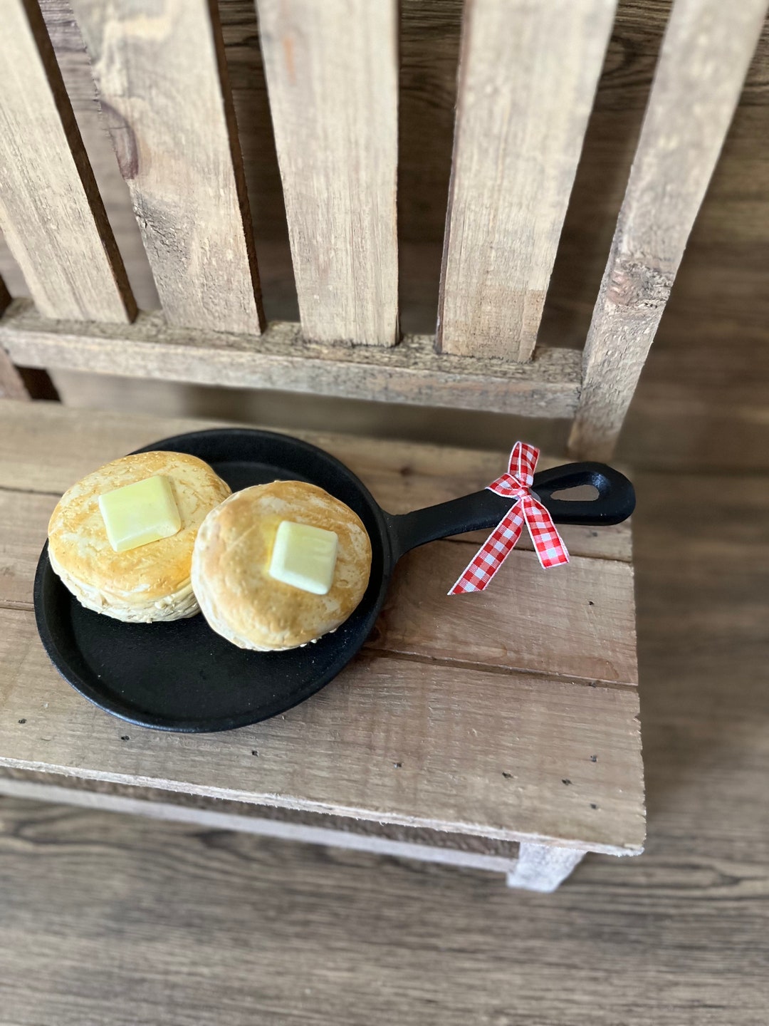 Faux Buttered Biscuits in Cast Iron Skillet, Fake Biscuits. - Etsy