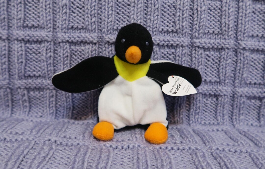 Vintage 1993 Ty Beanie Baby Waddle Penguin: Rare Collectible Plush Toy ...