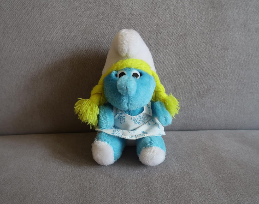 Vintage Plush Toy Smurfette. Disney Princess.the Smurfs. Biue Color ...