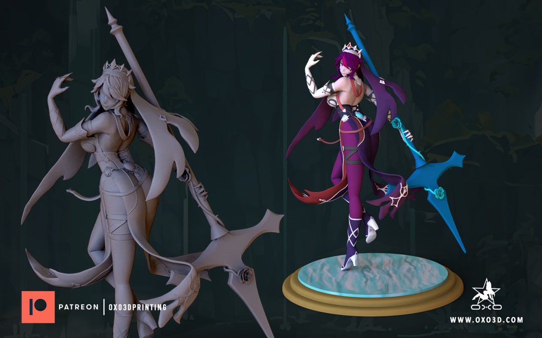 Rosaria Genshin Impact Pin up Statue & Miniature OXO3D Printing DND RPG ...