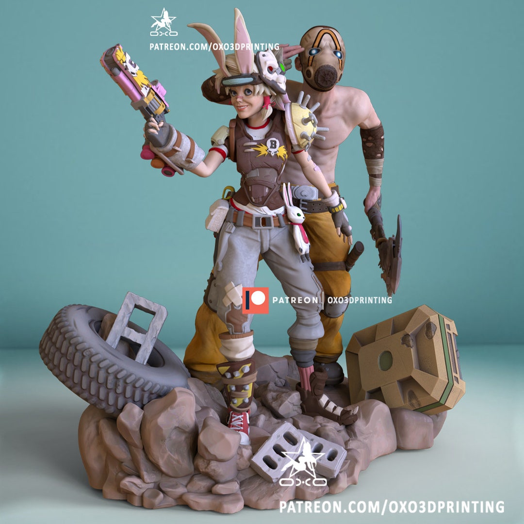 Tiny Tina and Psycho Pin up Statue & Miniature OXO3D Printing DND RPG Fantasy Tabletop Games ...