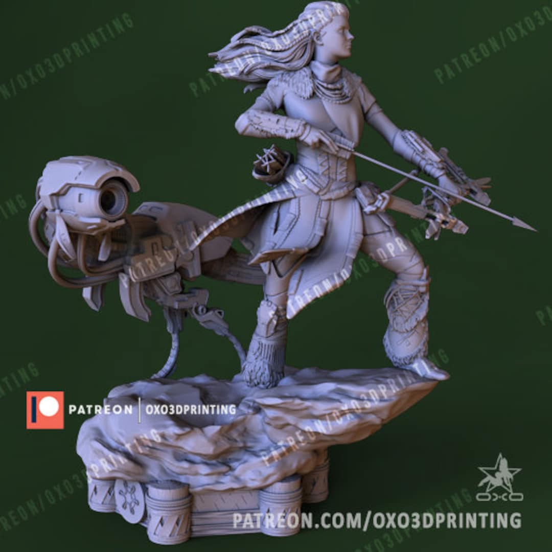 Aloy With Watcher Pin up Statue & Miniature OXO3D Printing DND RPG ...