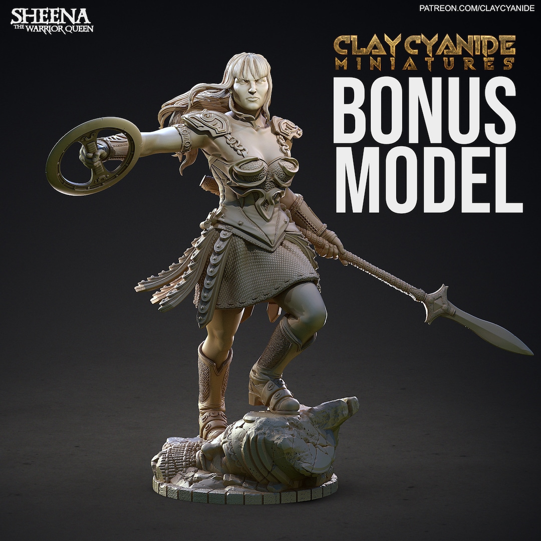 Sheena, Warrior Queen Clay Cyanide statue D&D Pathfinder Fantasy ...