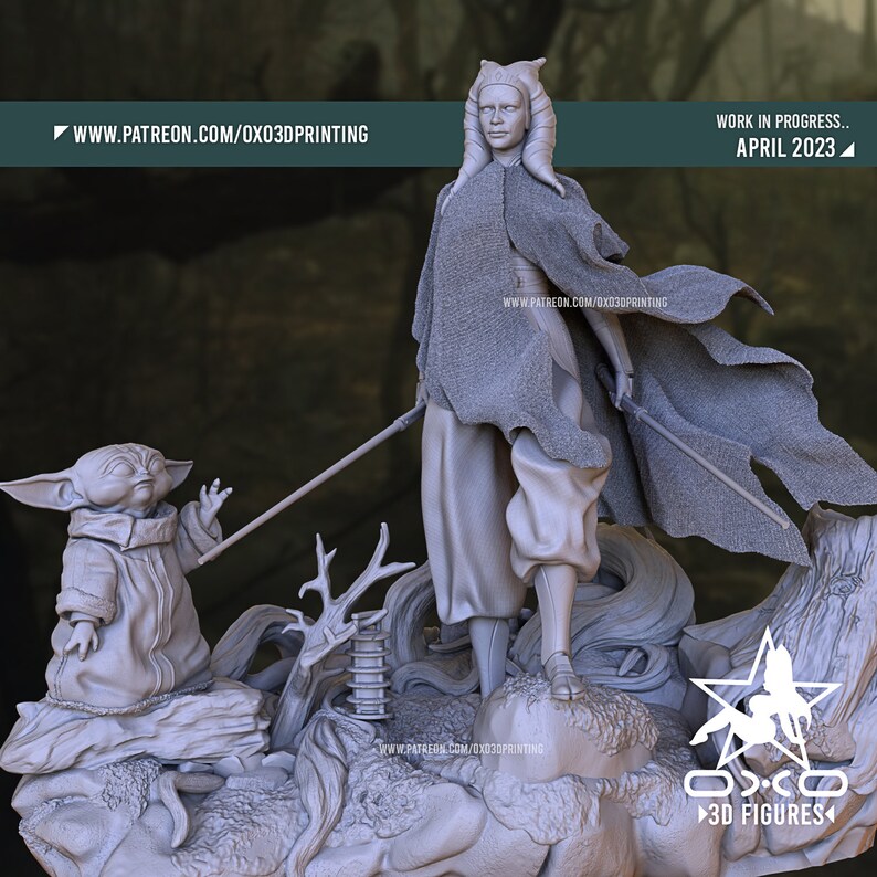 Ahsoka and Grogu Pin up Statue & Miniature OXO3D Printing - Etsy UK