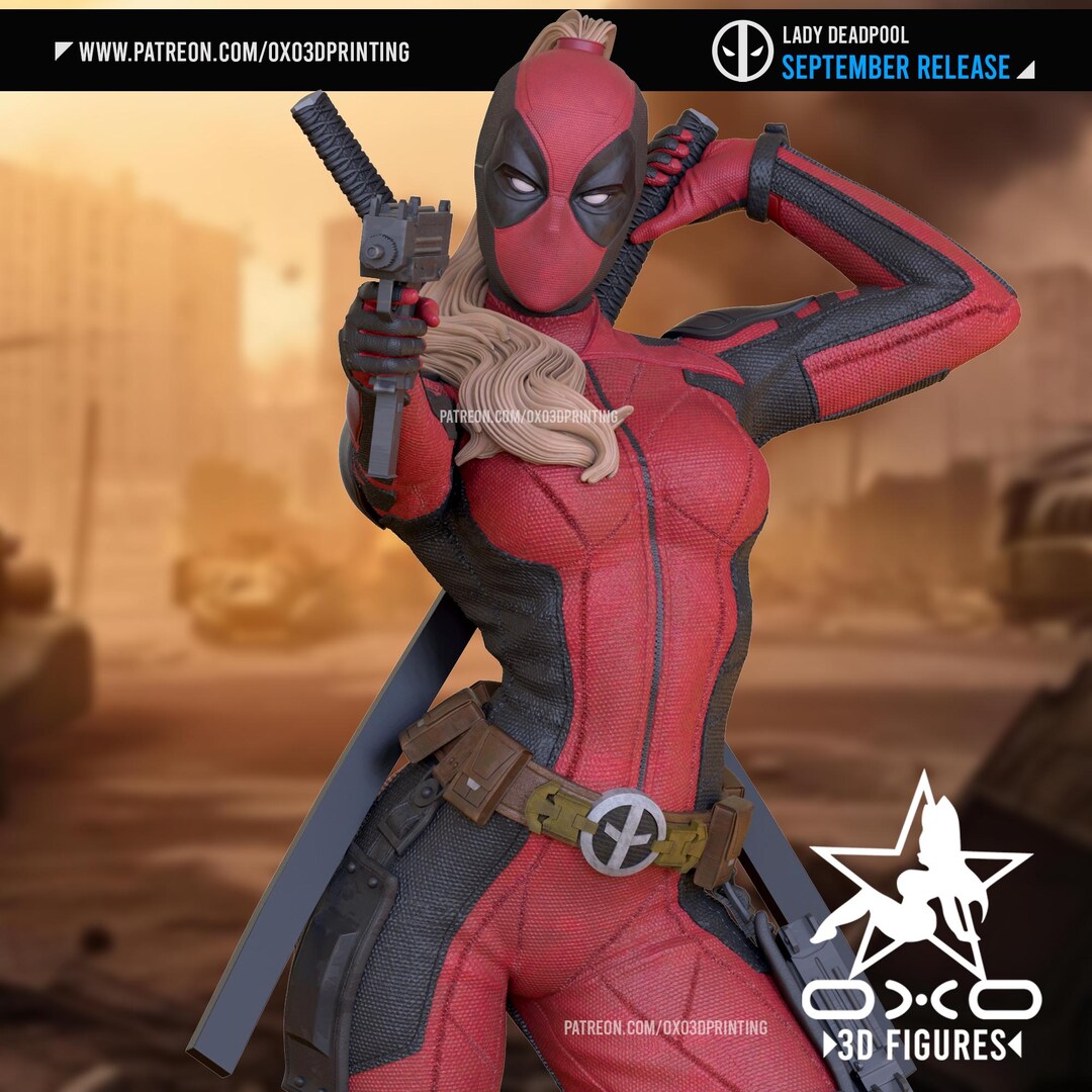 Lady Deadpool Fan Art Pin up Statue & Miniature OXO3D Printing DND RPG ...
