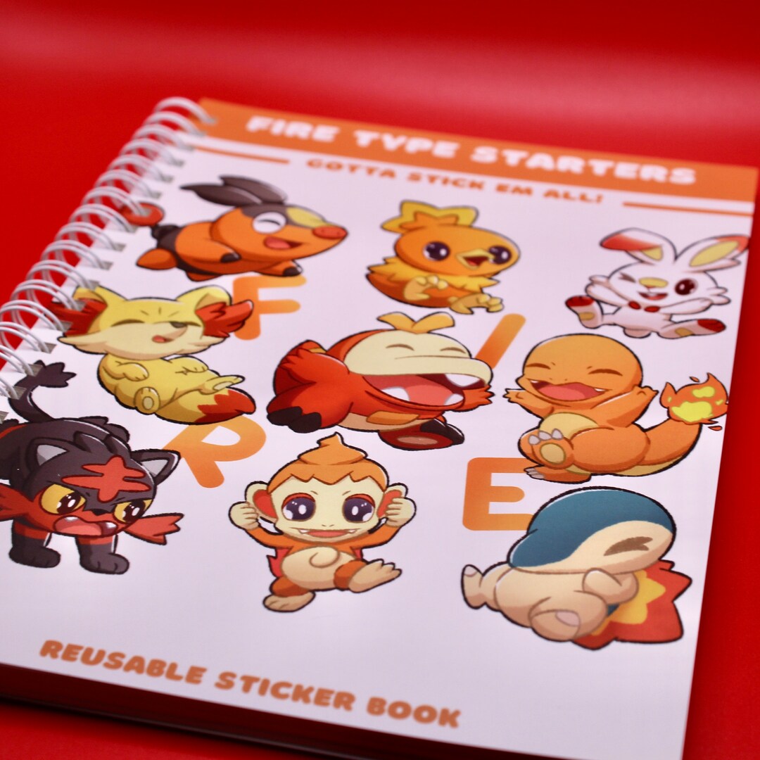 Pokemon Reusable Sticker Book Fire Type Starters Pokemon - Etsy