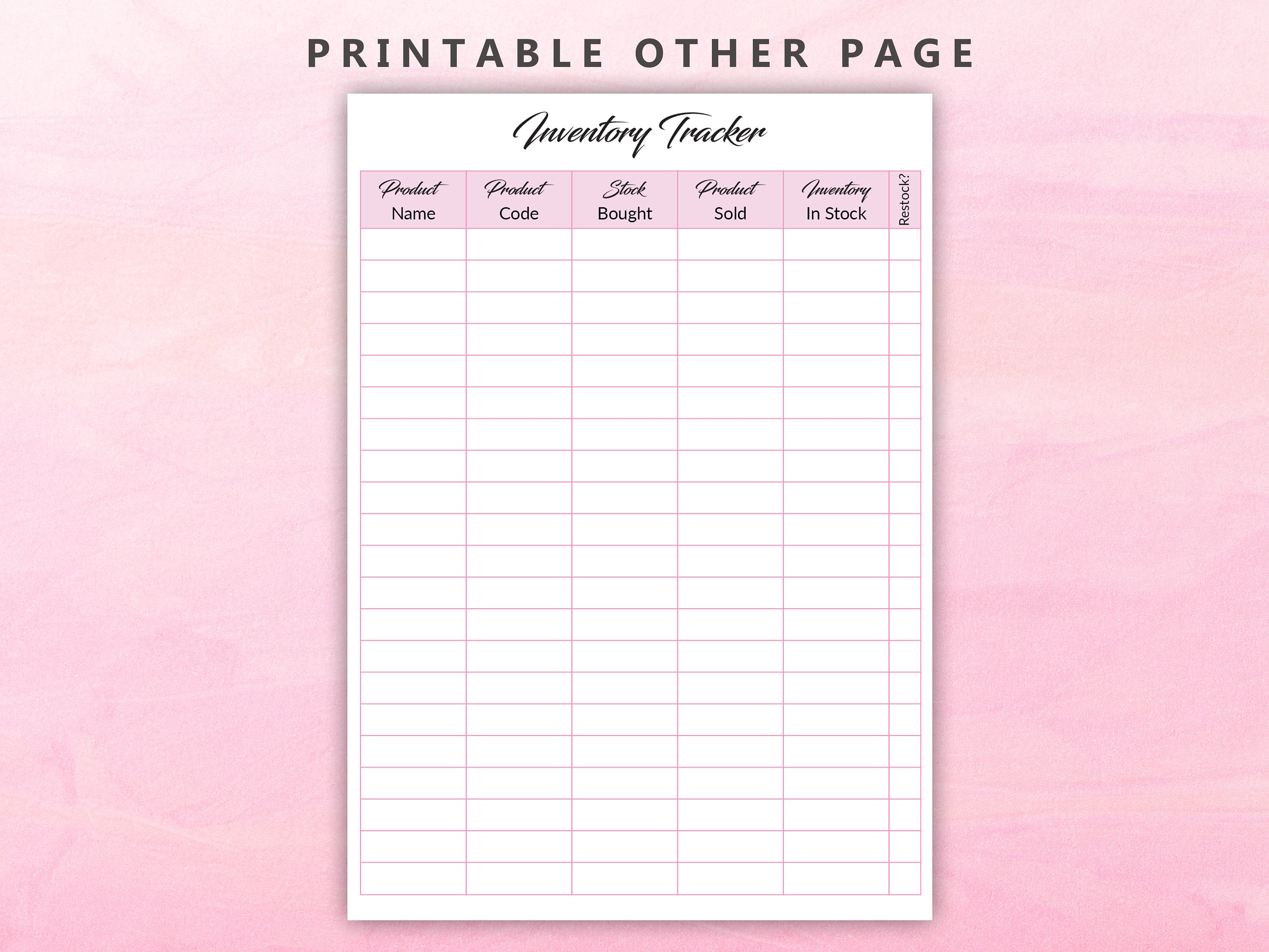 Printable Inventory Tracking Sheet Inventory Log Product - Etsy