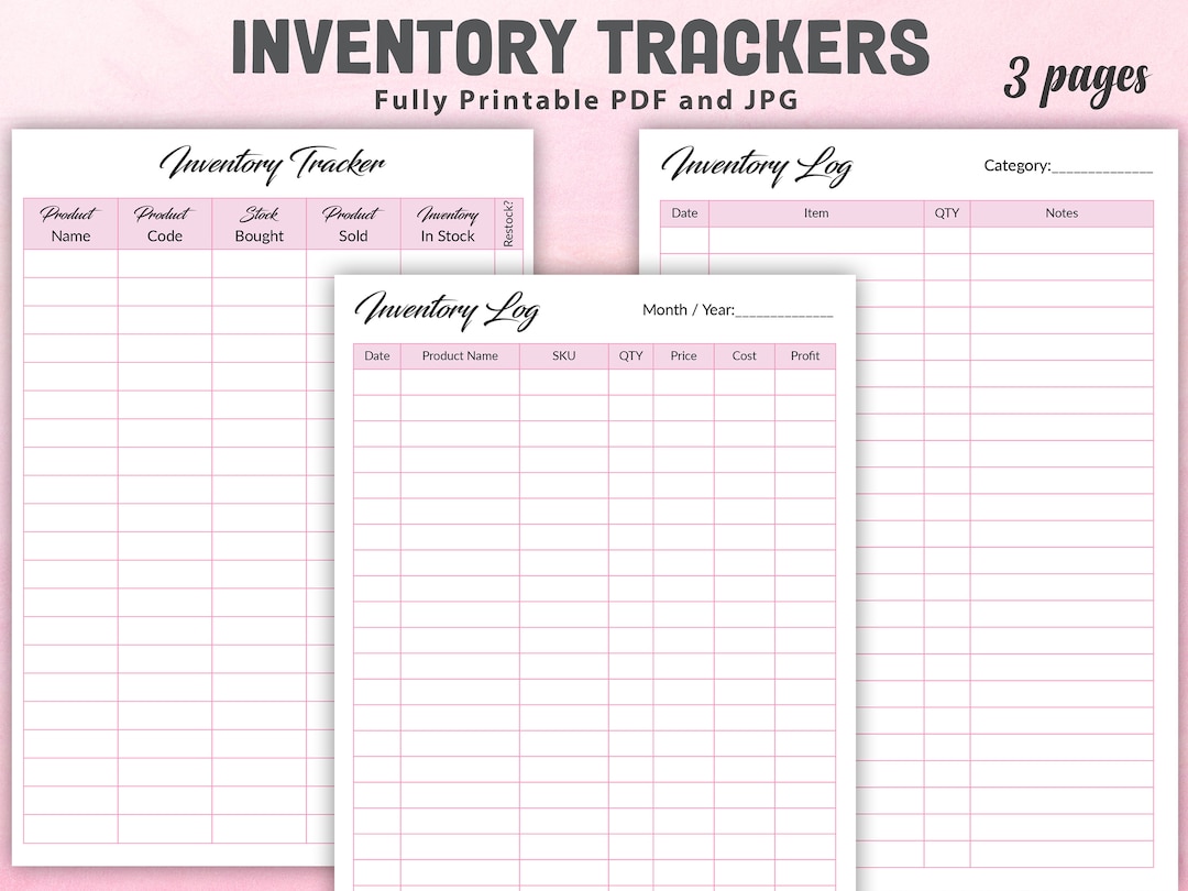 Printable Inventory Tracking Sheet Inventory Log Product - Etsy