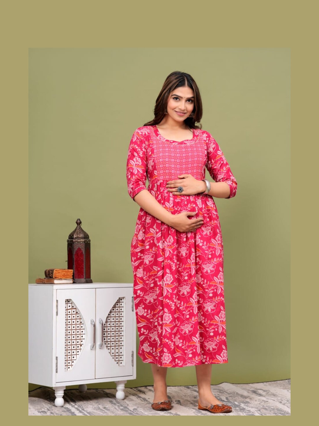 Maternity Kurti, Floral Print, Pure Cotton 60 60 Kurti, Premium Indian ...