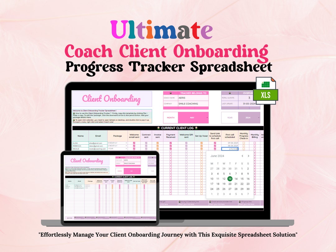 Client Onboarding Tracker Spreadsheet for Coaches, Small Business CRM ...