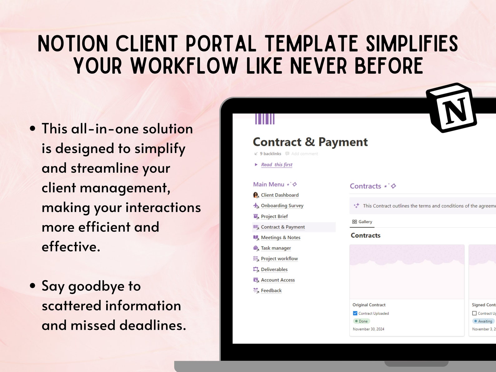 Notion Template Client Portal, Client Dashboard Project Tracker, Client Onboarding, Notion ...
