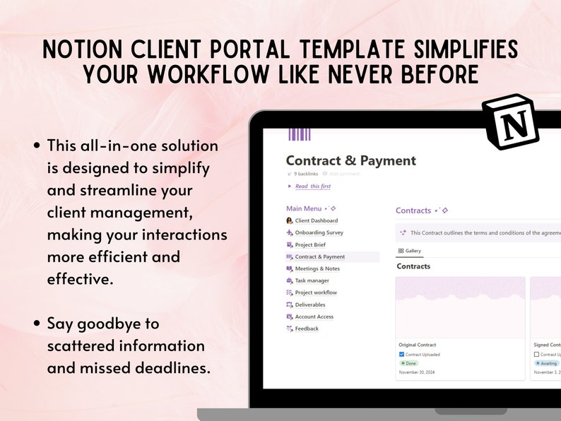 Notion Template Client Portal, Client Dashboard Project Tracker, Client ...
